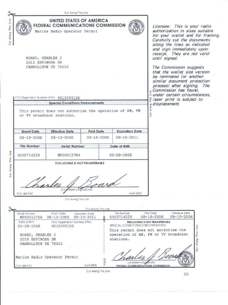 FCC GROL Marine License | PDF