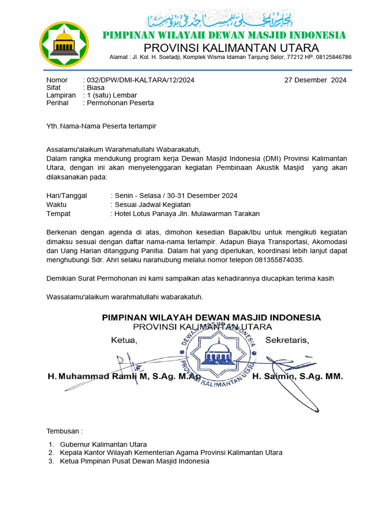 Undangan Peserta Dmi 2024 | PDF