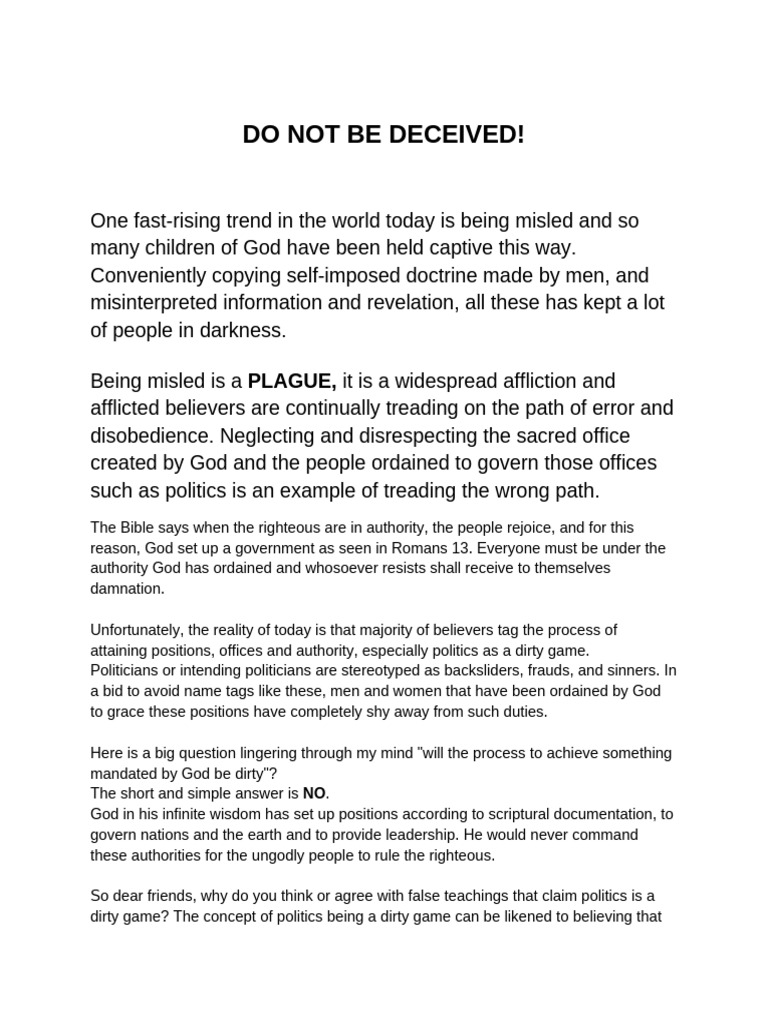 DO Not BE DECIEVED Edited | PDF | God | Bible
