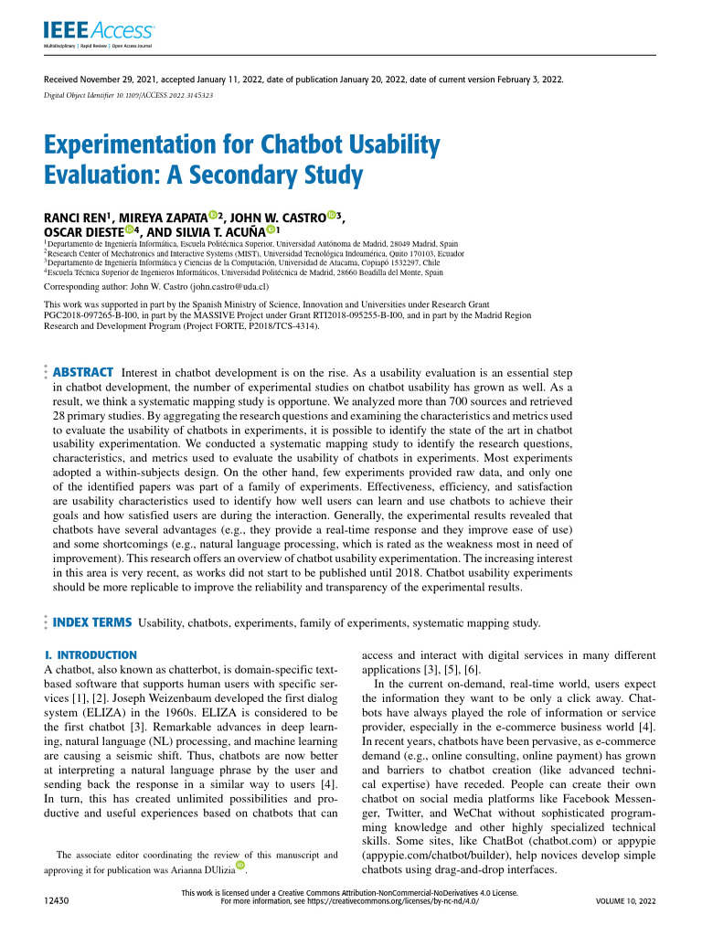 Chatbot Usability Evaluation Study | PDF | Usability | Experiment
