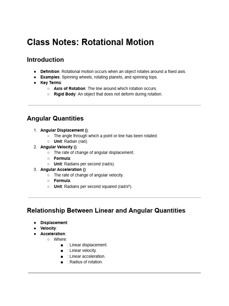 Rotational motion | PDF | Rotation Around A Fixed Axis | Torque