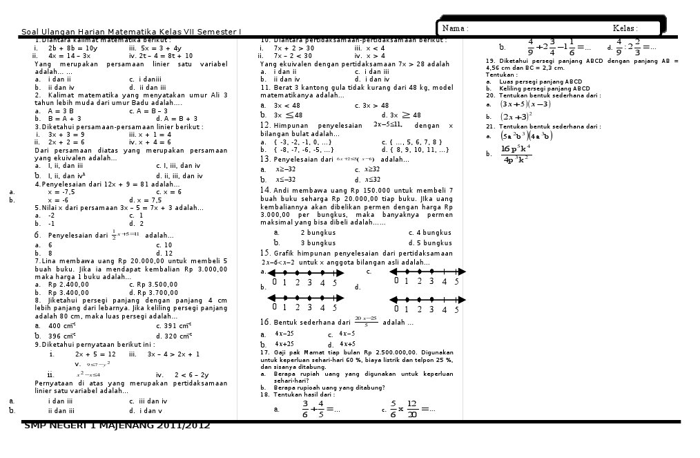 PLSV Dan PTLSV Tes | PDF