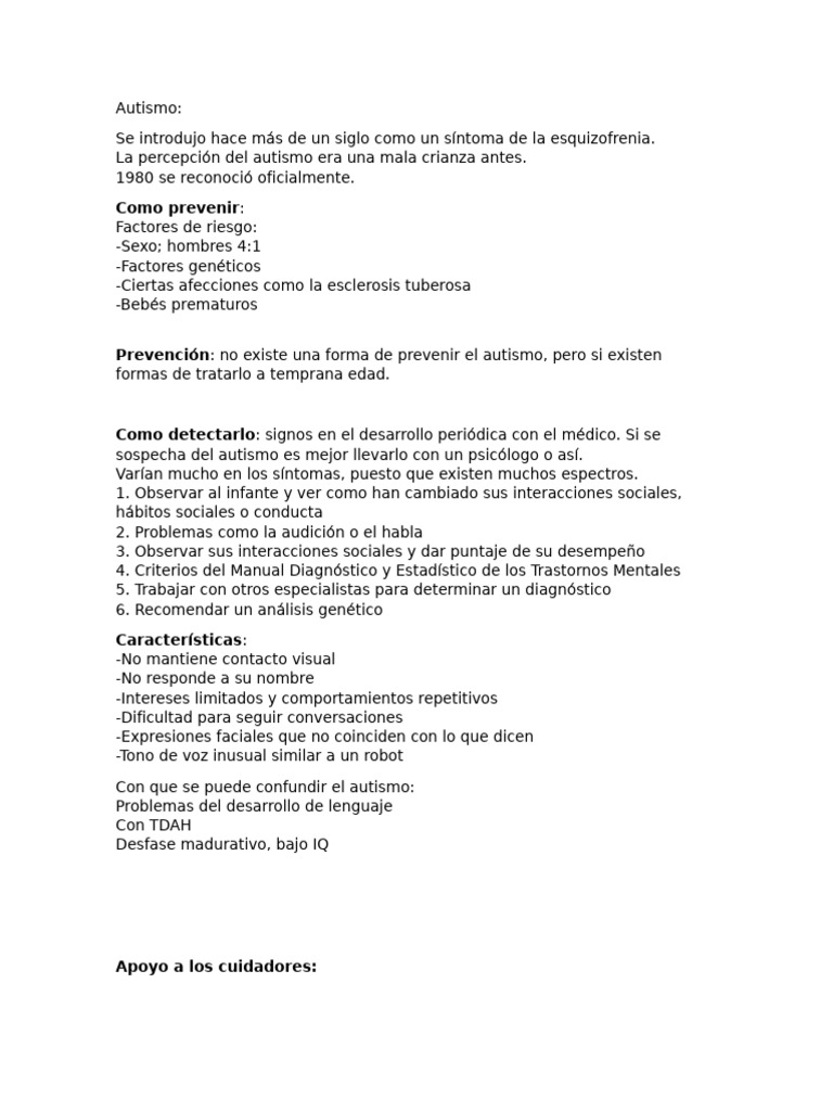 Prevención y Detección del Autismo | PDF