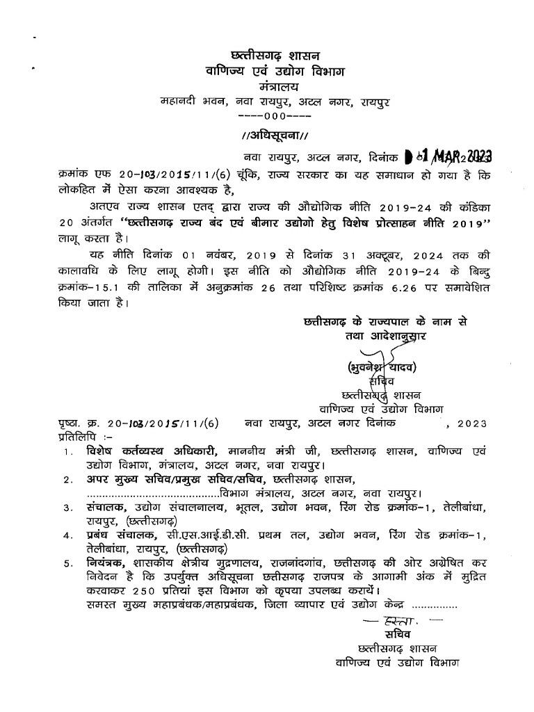 New Band Bimaar Udyog Niti 2019 | PDF