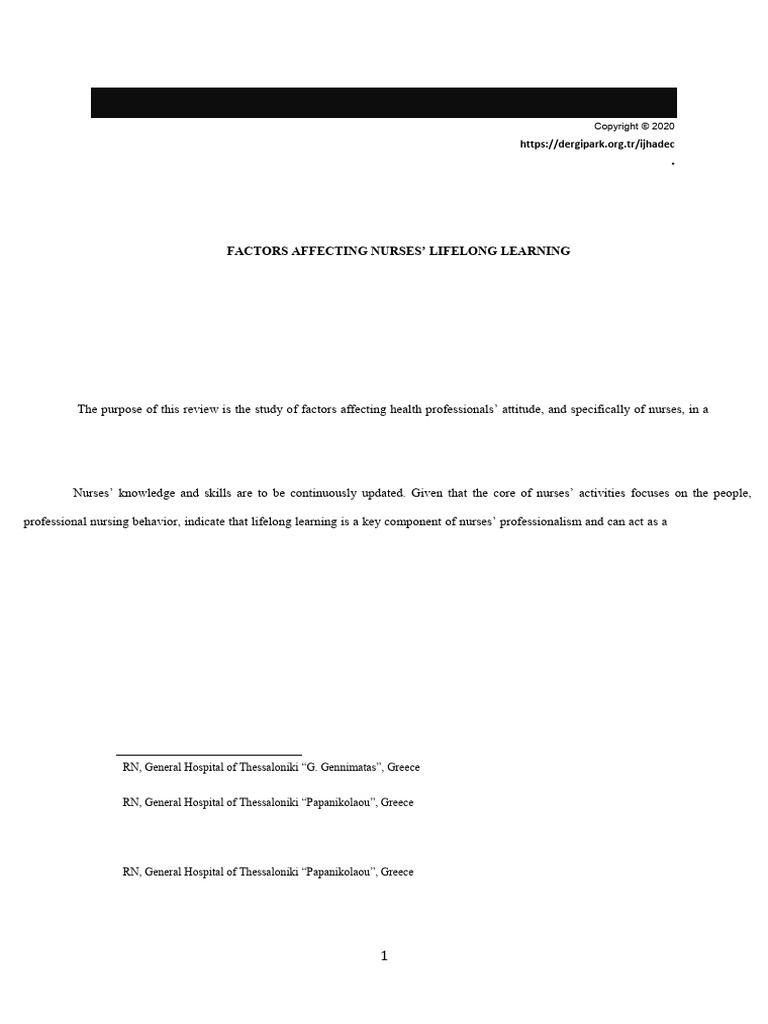 Factors Affecting Nurses___ Lifelong Learning[ | PDF | Nursing | Learning