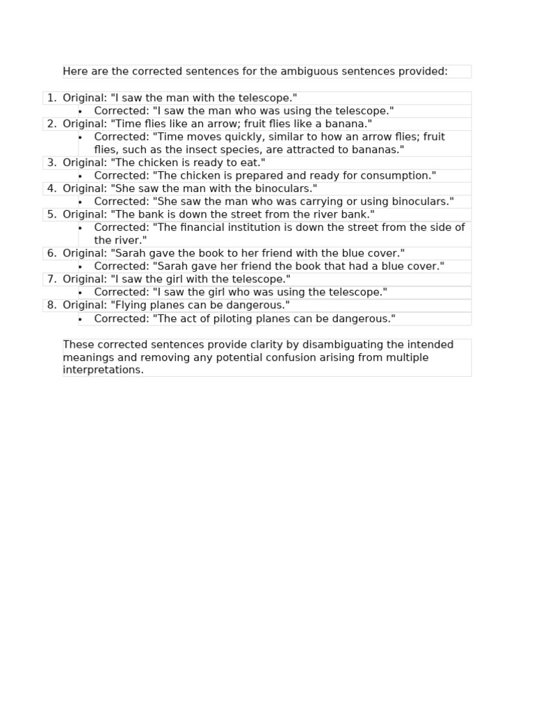 Clarifying Ambiguous Sentences | PDF