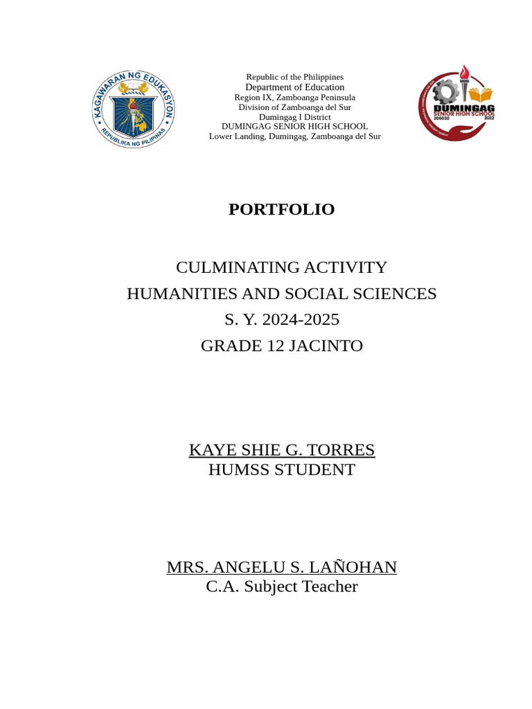 Cover Page - Culminating Activity | PDF