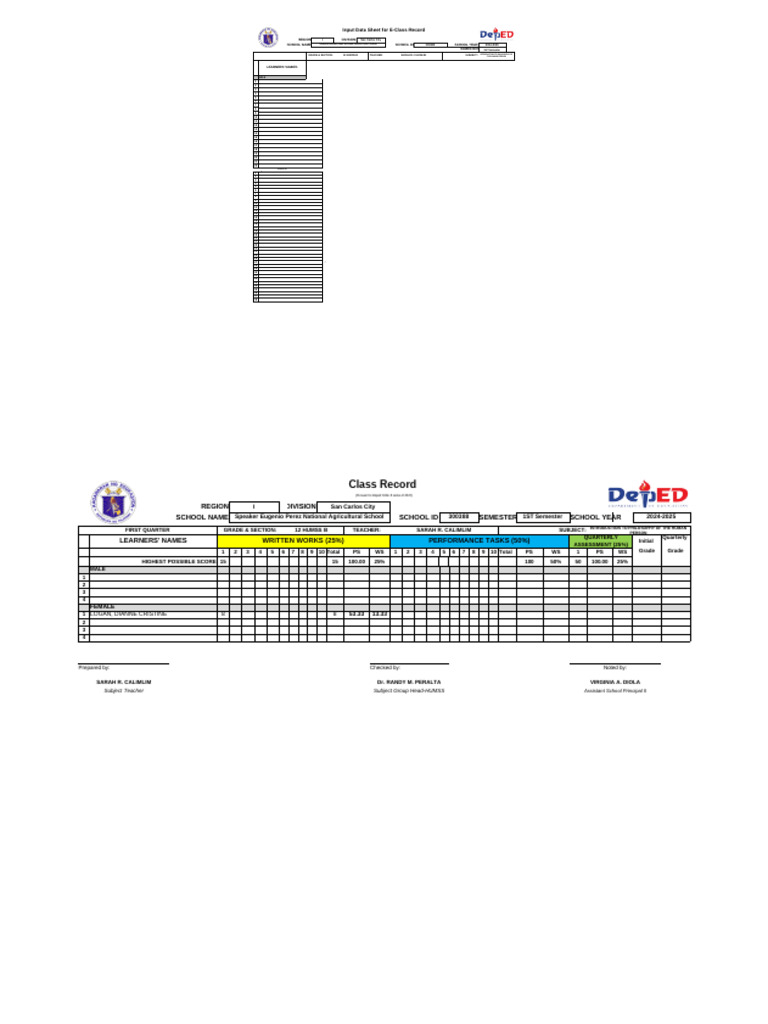 SHS-E-Class-Record Irregular | PDF | Learning