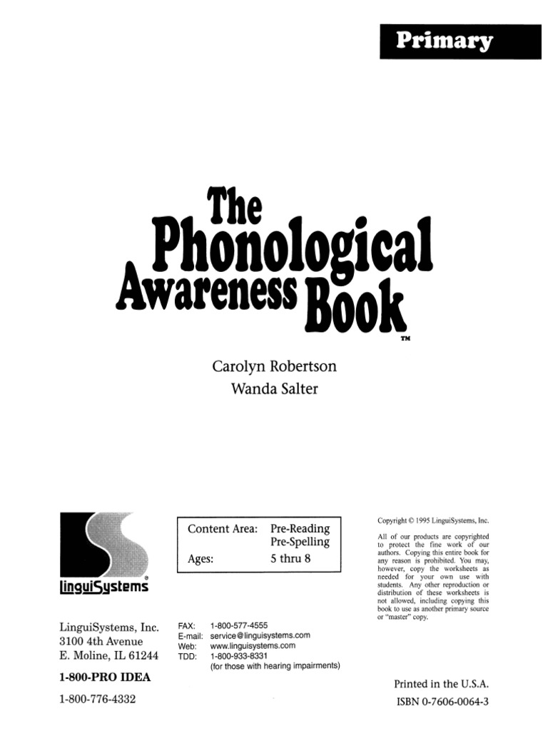 Phonological Awareness Book | PDF