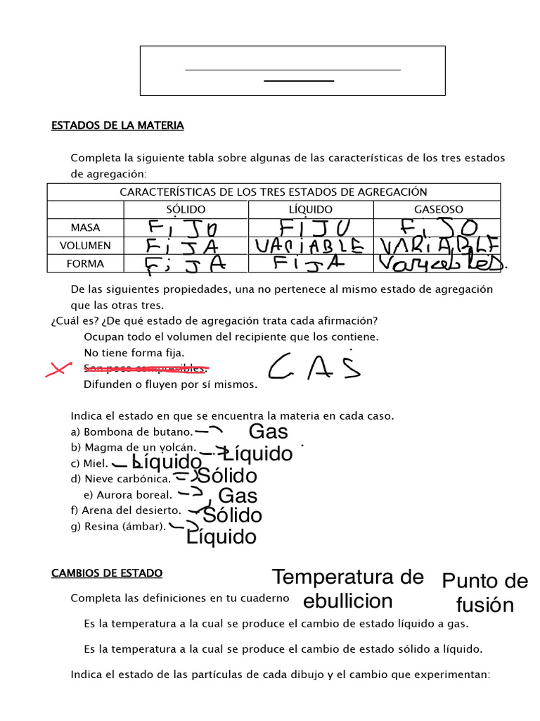 Ejercicios de Repaso. La Materia | PDF | Gases | Líquidos