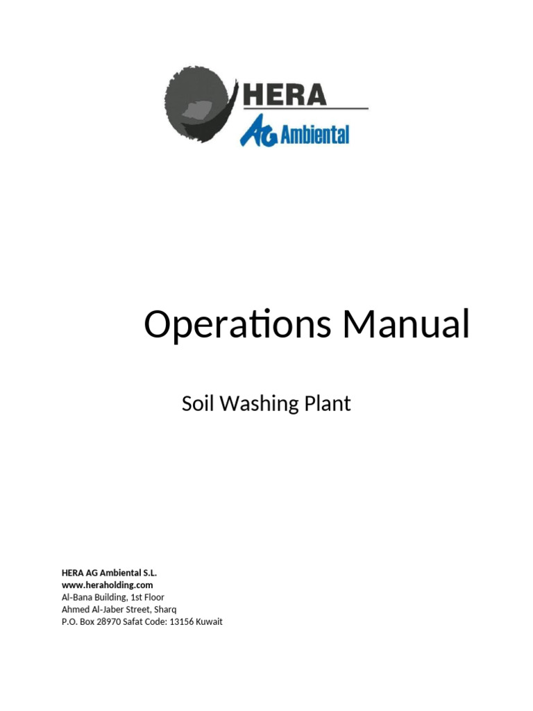 Soil Washing Plant Operations Manual | PDF | Silt | Pump