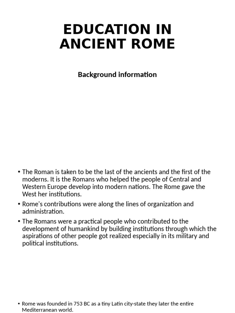 Education in Ancient Rome | PDF | Ancient Rome | Roman Republic