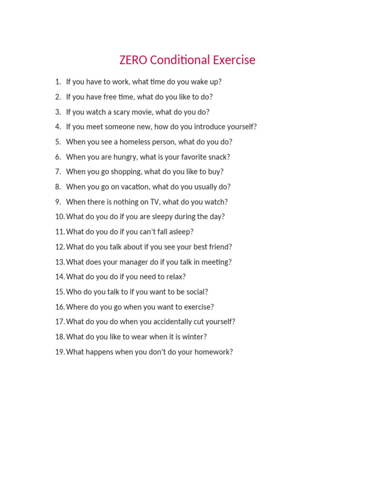 Zero Conditional Exercise | PDF