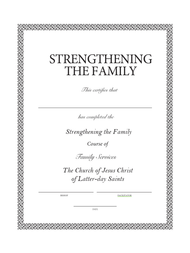 Strengthening the Family Course Certificate | PDF