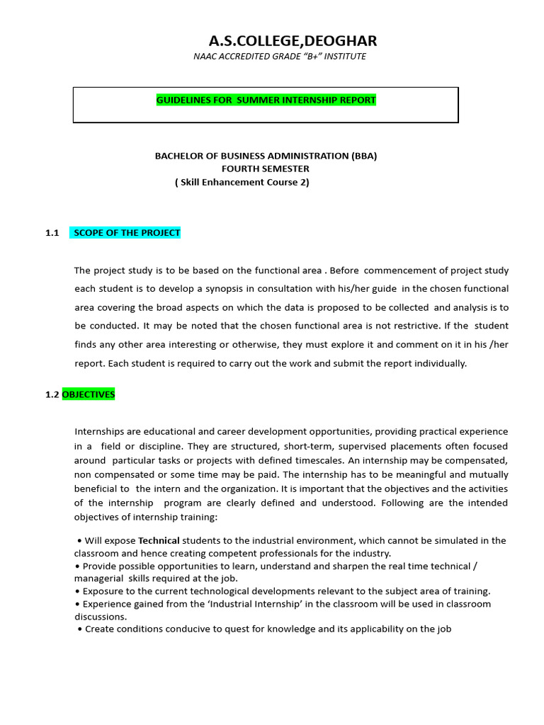 Summer Internship Report Guidelines | PDF | Mentorship | Data