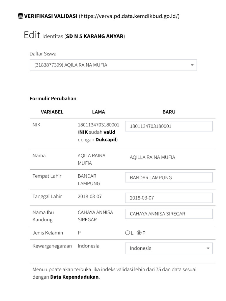 AQILLA Verval Peserta Didik | PDF