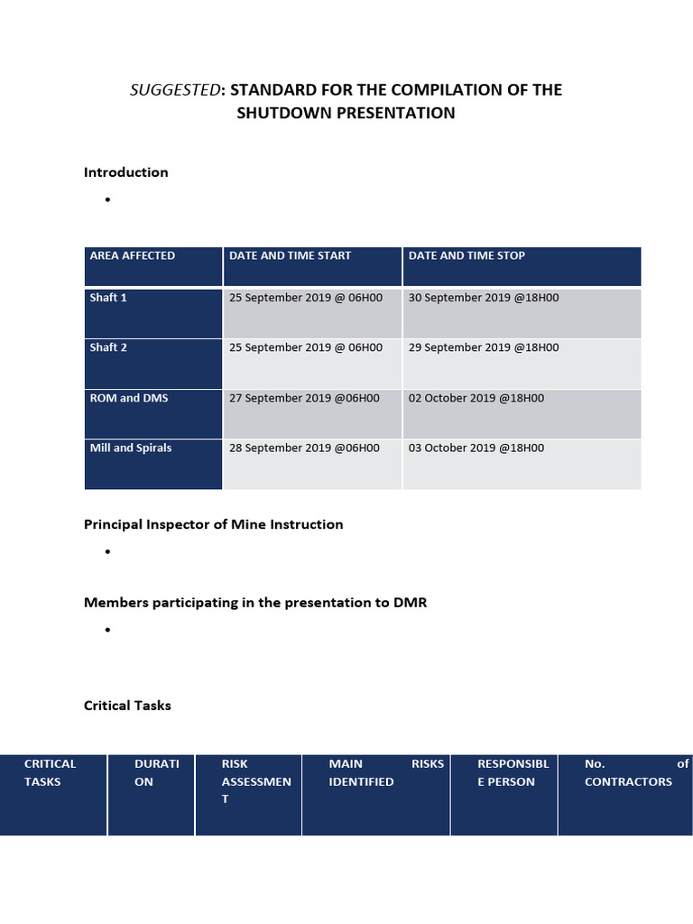 Shutdown Presentation Compilation Guide | PDF | Risk Assessment ...