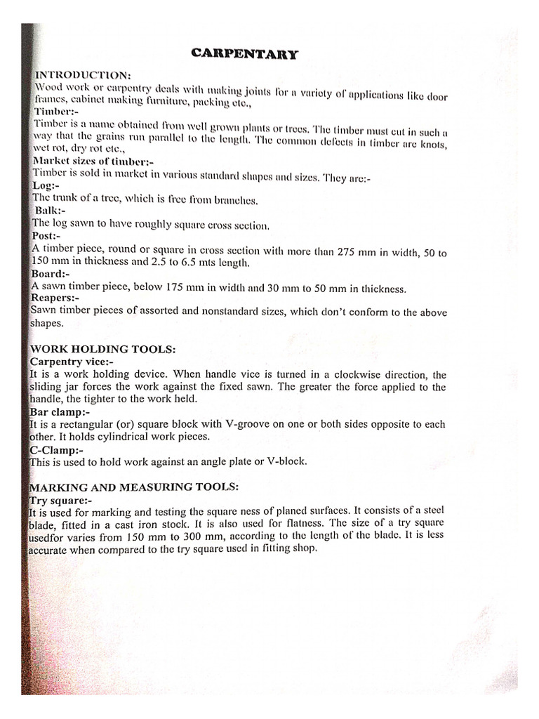 Carpentry Practical | PDF