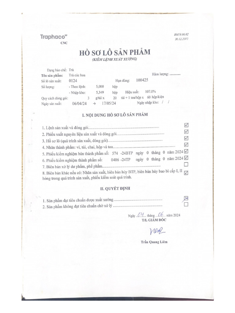 HSL TP Trà Cúc Hoa | PDF