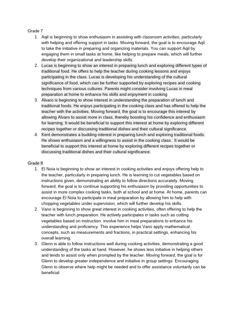 PR Comment Cooking | PDF | Teachers | Cooking