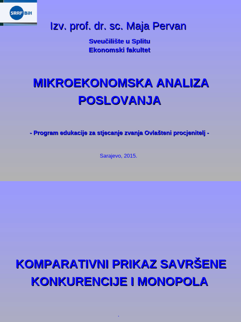 Mikroekonomska Analiza Poslovanja - Prof. Pervan-2015 | PDF