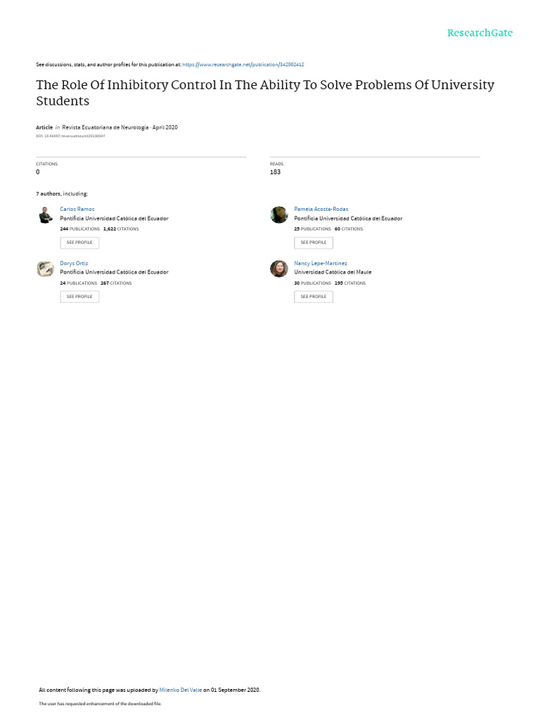 The Role of Inhibitory Control in The Ability To S | PDF | Cognitive Science | Cognition