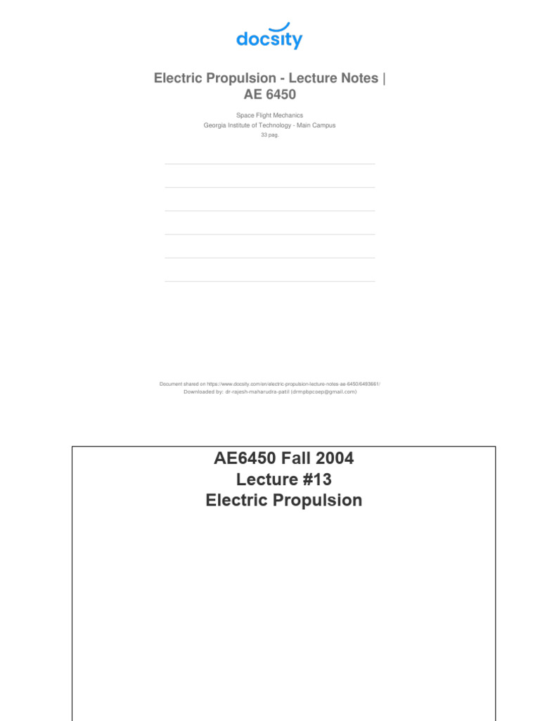 Module-4 Electric-Propulsion-Lecture-Notes-Ae-6450 | PDF | Spacecraft ...