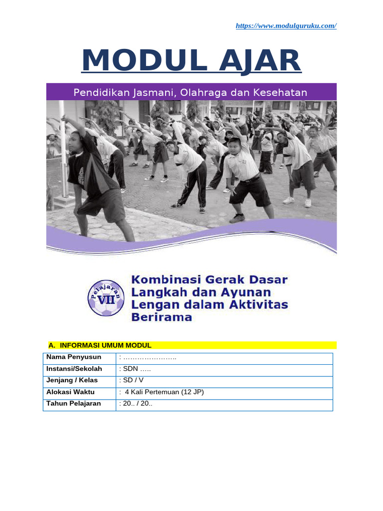 Kombinasi Gerak Dasar Langkah Dan Ayunan Lengan Dalam Aktivitas Berirama (Modulguruku - Com) | PDF