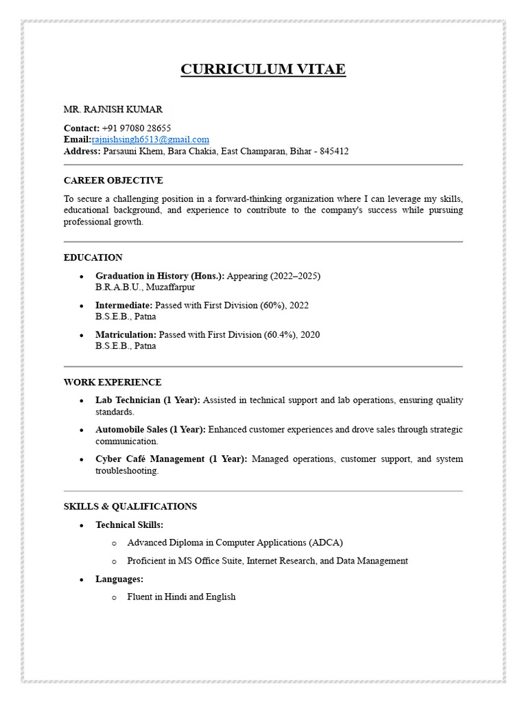 Rajnish Kumar Resume | PDF