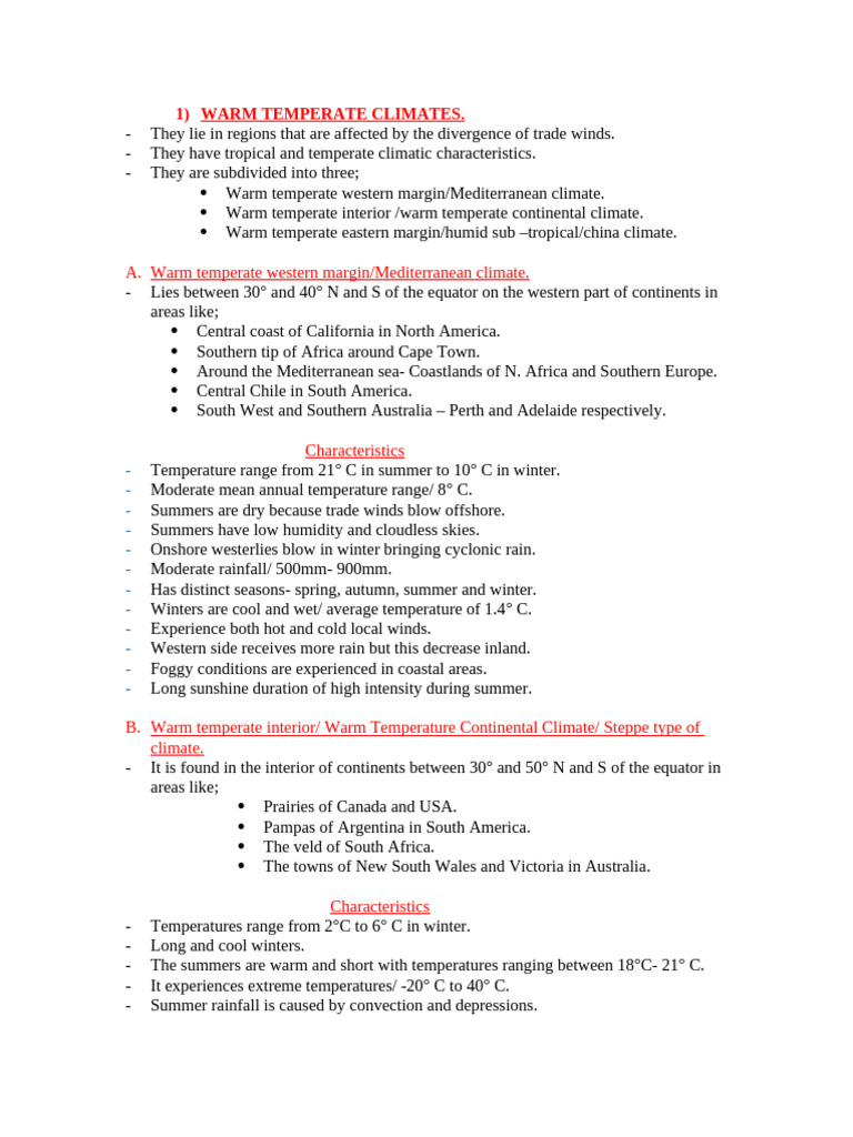 Warm Temperate Climates | PDF | Temperate Climate | Climate Change