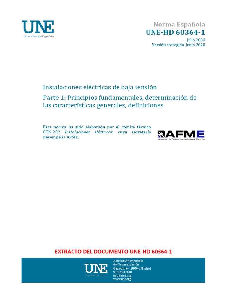(Ex) Une HD - 60364 1 2009 | PDF | Cableado eléctrico | Corriente alterna