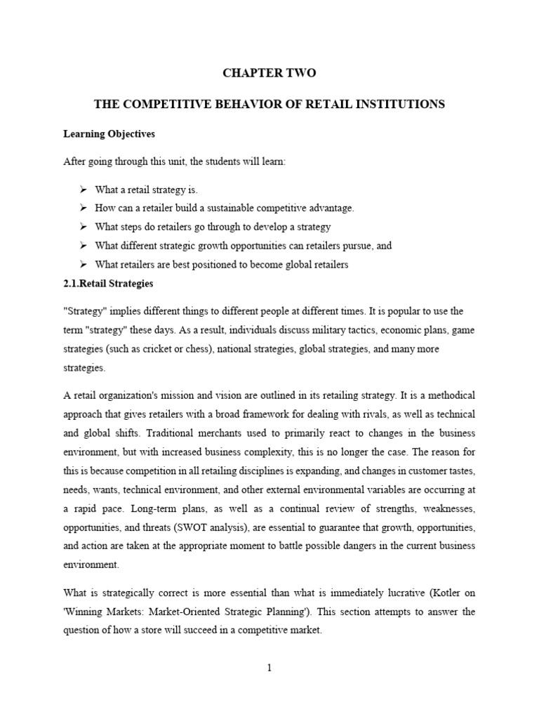 Retail Strategies for Competitive Advantage | PDF | Retail | Marketing
