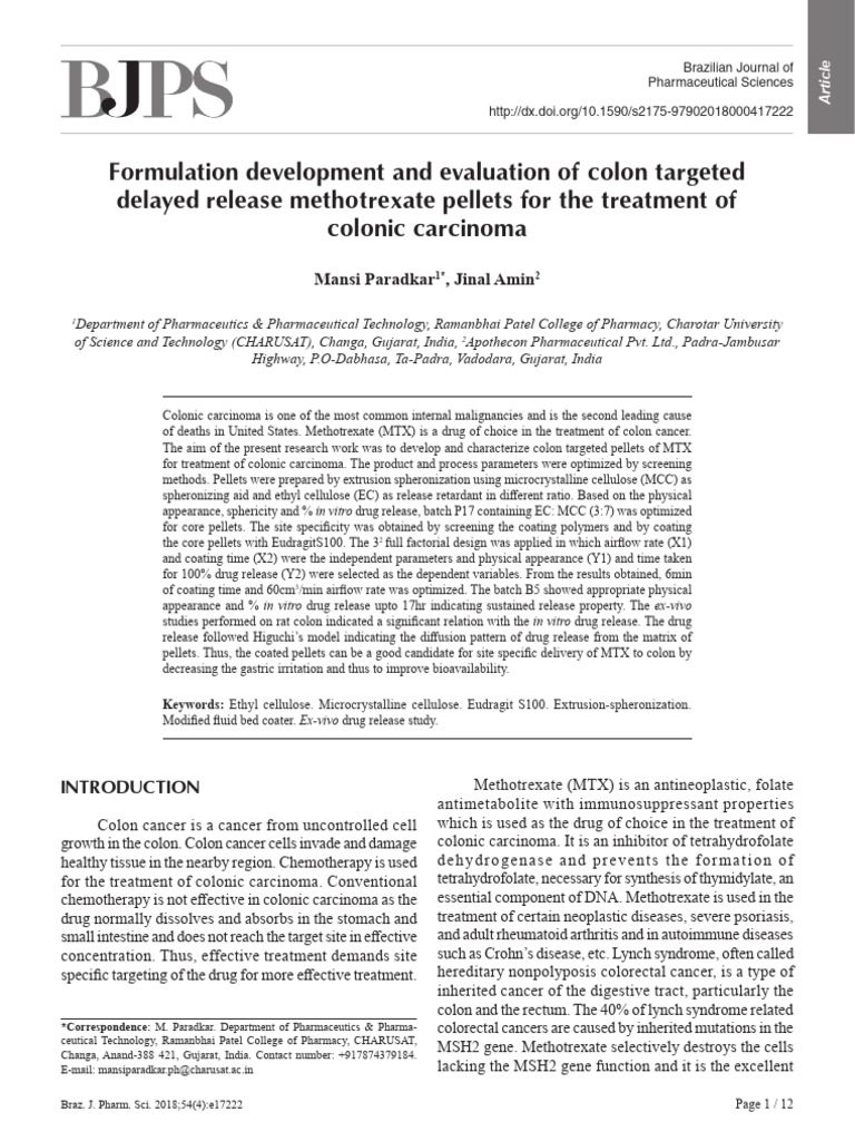 Formulation Development And Evaluation Of Colon Ta Pdf Cancer