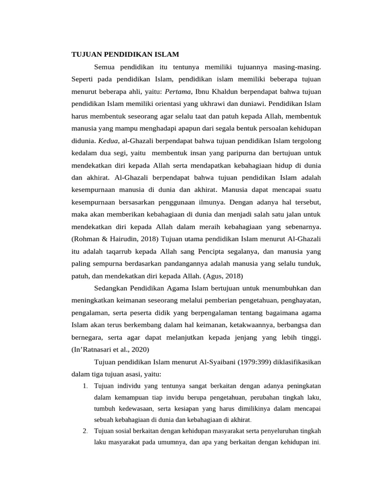 Tujuan Pendidikan Islam | PDF