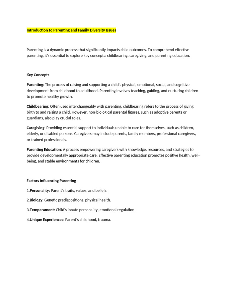 Introduction To Parenting | PDF