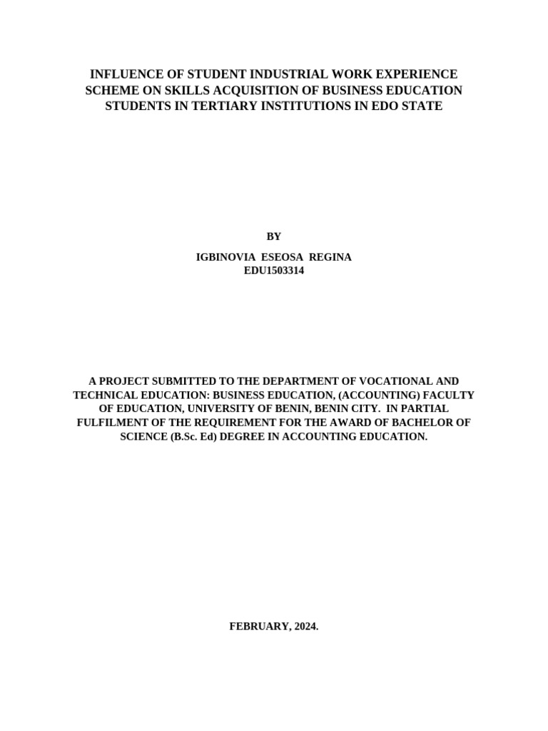 The Influence of Student Industrial Work | PDF | Learning | Employment