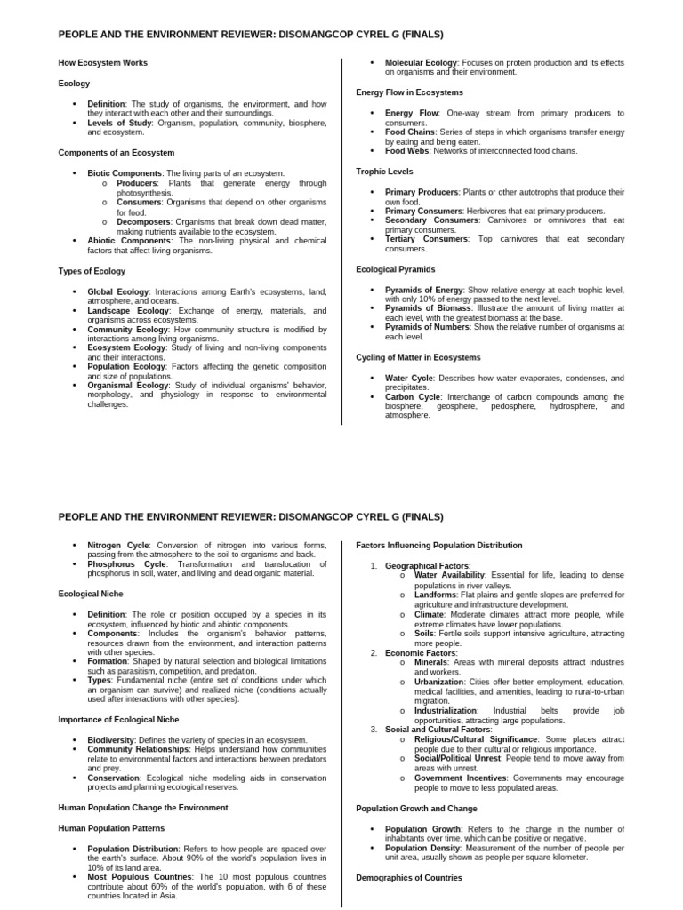 Ecology and Human Population Dynamics | PDF | Climate Change | Food Web