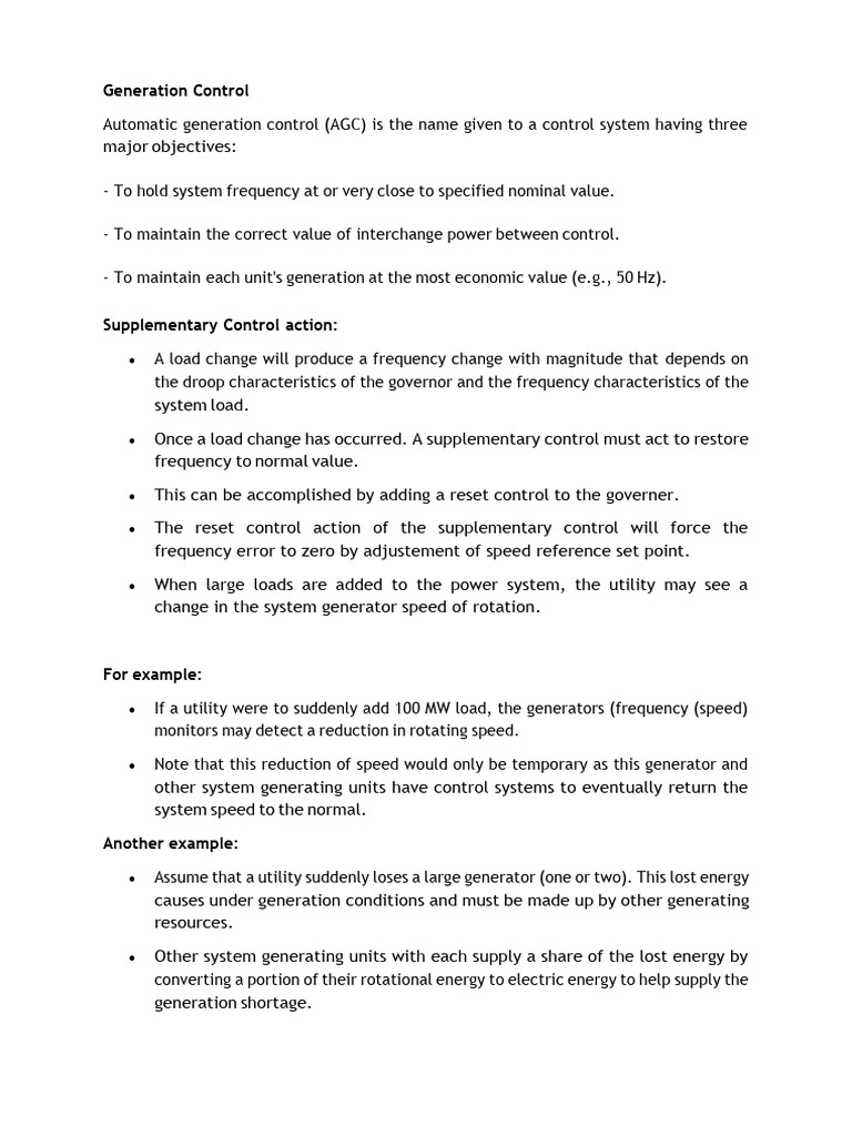 Generation Control part 8 pdf | PDF | Electric Generator | Frequency