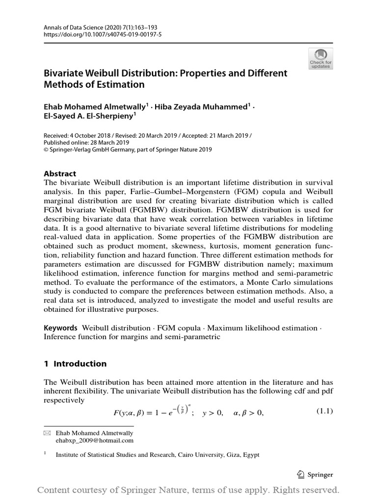 Bivariate Weibull Distribution Properties and Diff | PDF | Probability ...