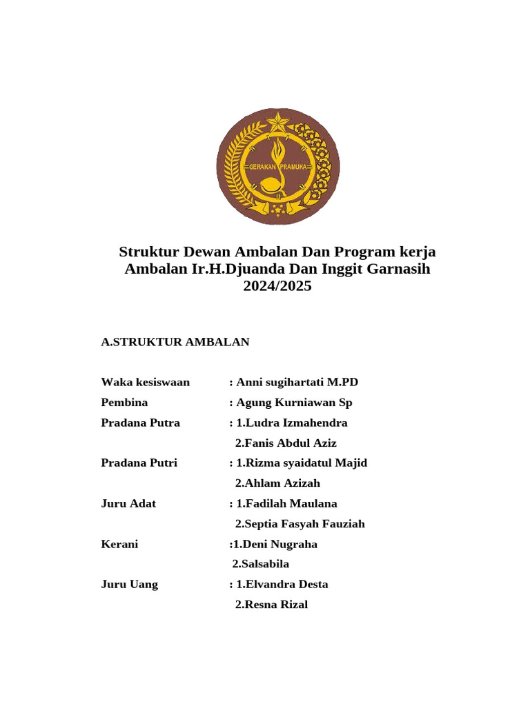 Struktur Dewan Ambalan Dan Program kerja | PDF
