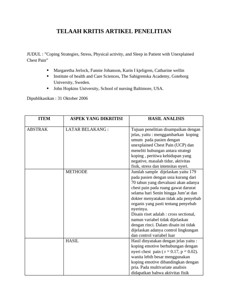 Telaah Kritis Artikel Penelitian | PDF