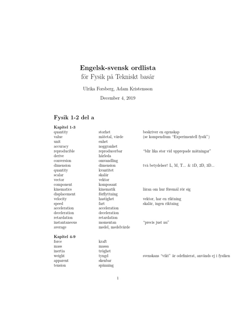 Ordlista Basåret | PDF
