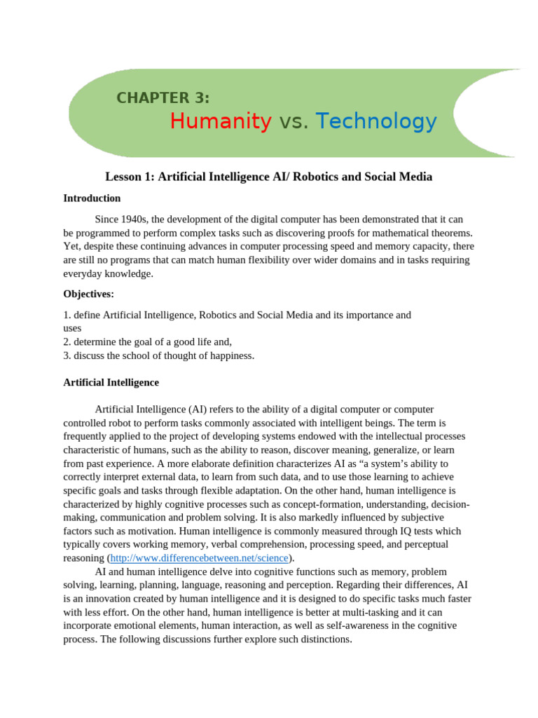 STS Lesson 1 AI and Social Media | PDF | Intelligence | Artificial Intelligence