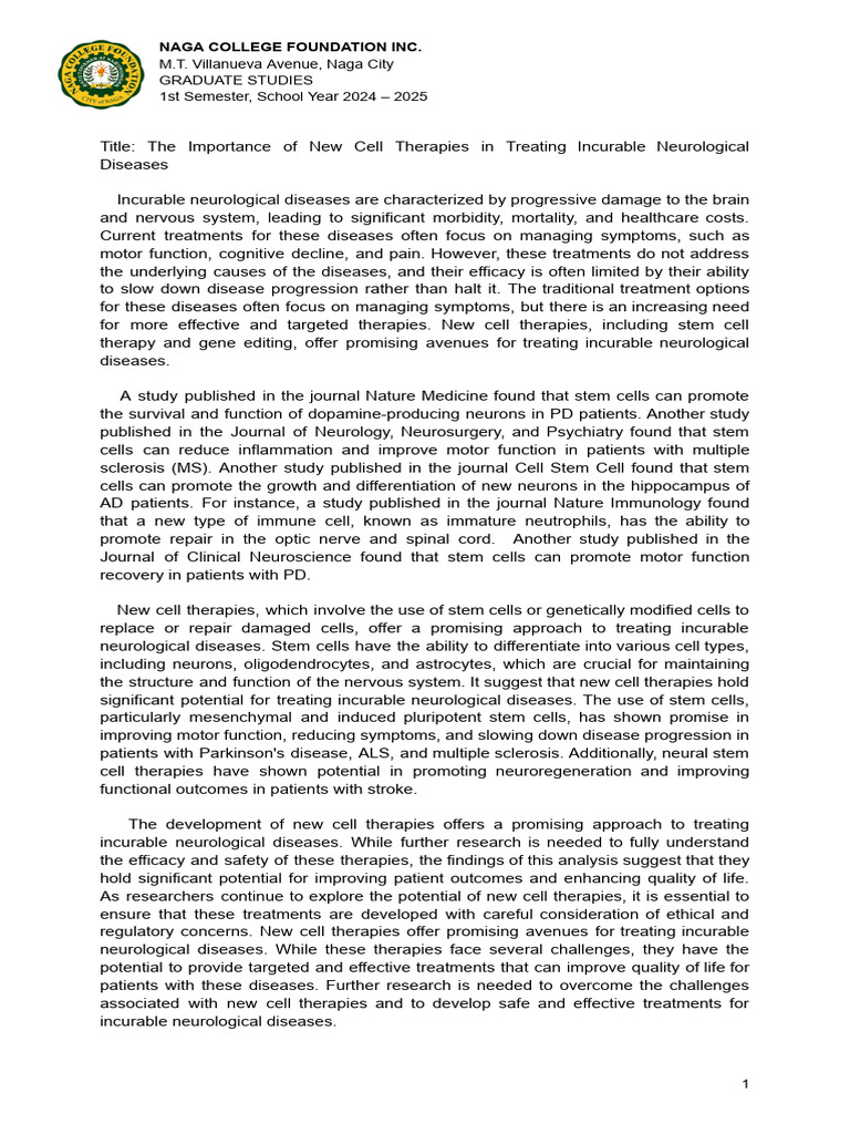 New Cell Discovery - Analysis Paper - Reodique | PDF | Neurological ...