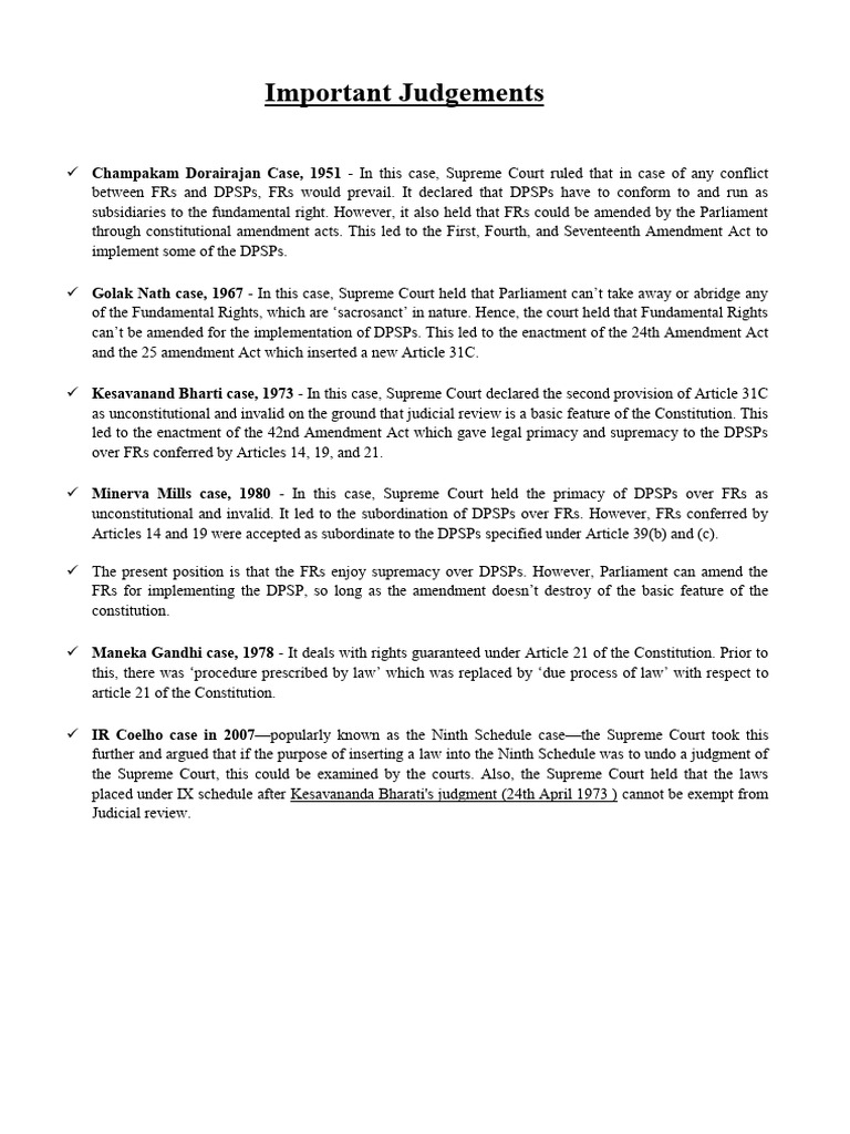 Important Judgements | PDF