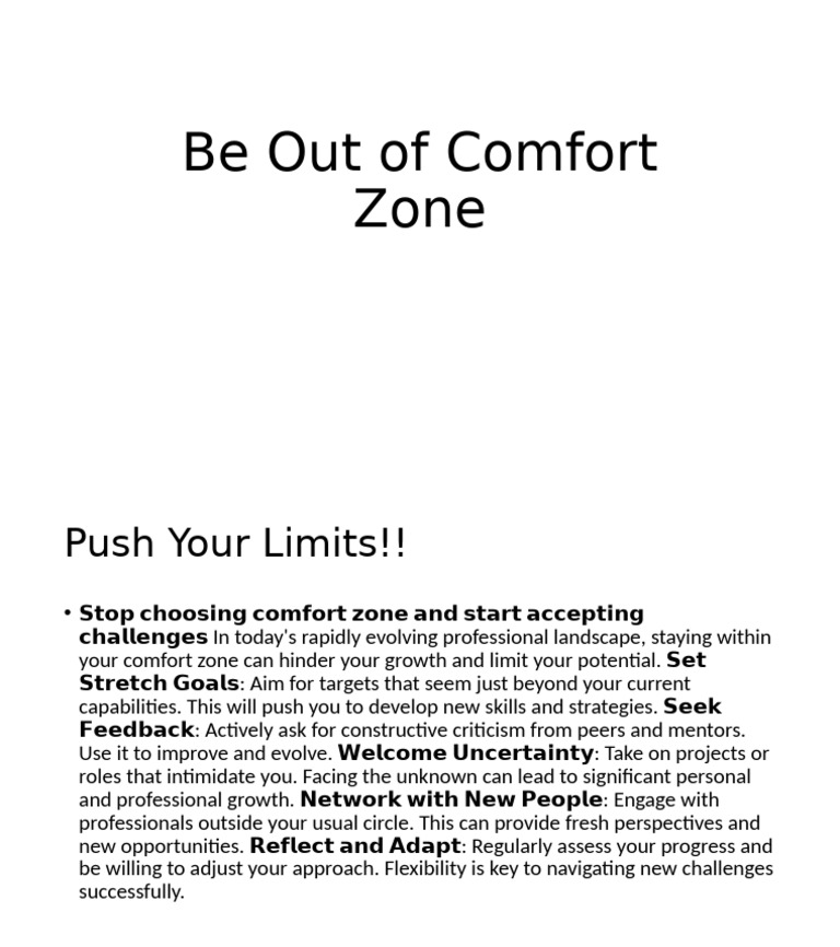 Be Out of Comfort Zone | PDF