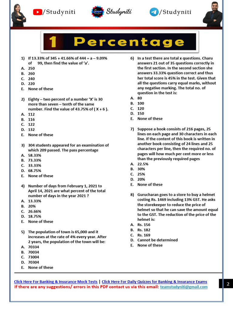 Infinity by Studyniti Complete Arithmetic Booklet For Bank Exams (1) 1 ...
