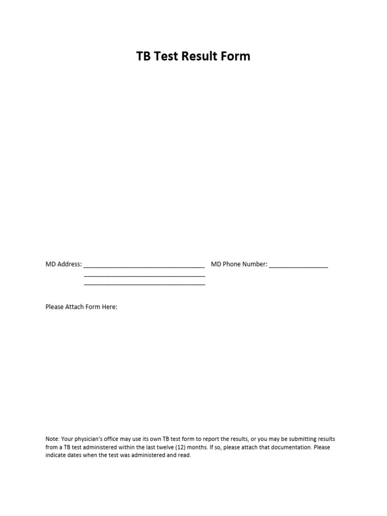 Printable TB Test Result Form | PDF