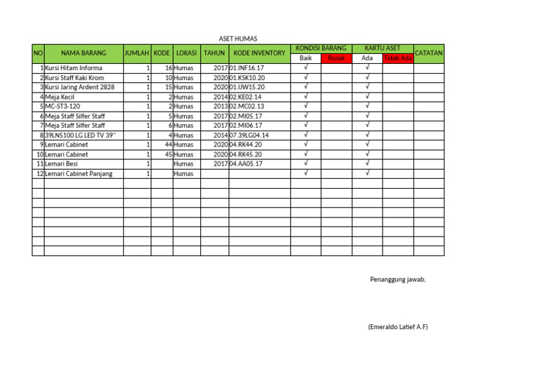 Form Monitoring Aset | PDF