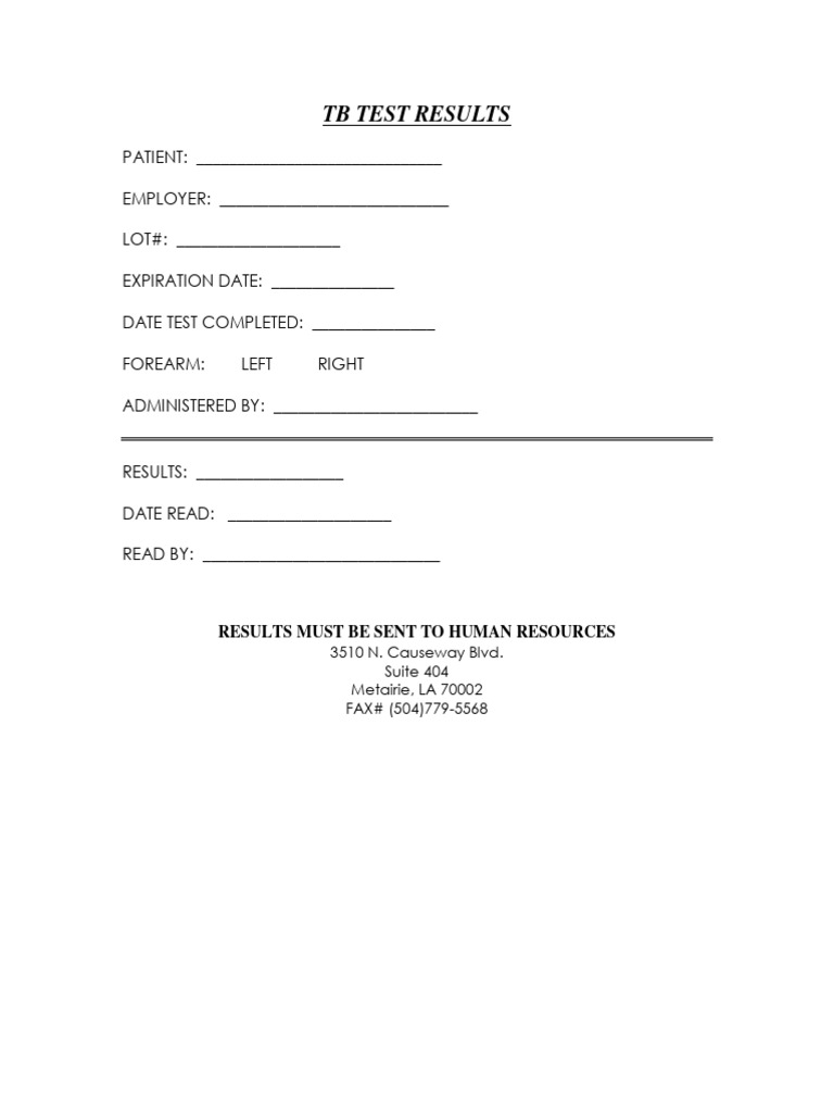 TB Test Results Submission Form | PDF
